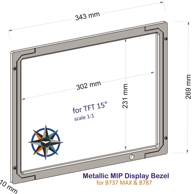 B737 MAX / B787 - Metallic Display Bezel
